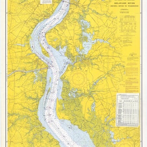 Delaware River Map - Smyrna River to Wilmington 1968 - Nautical Chart ...