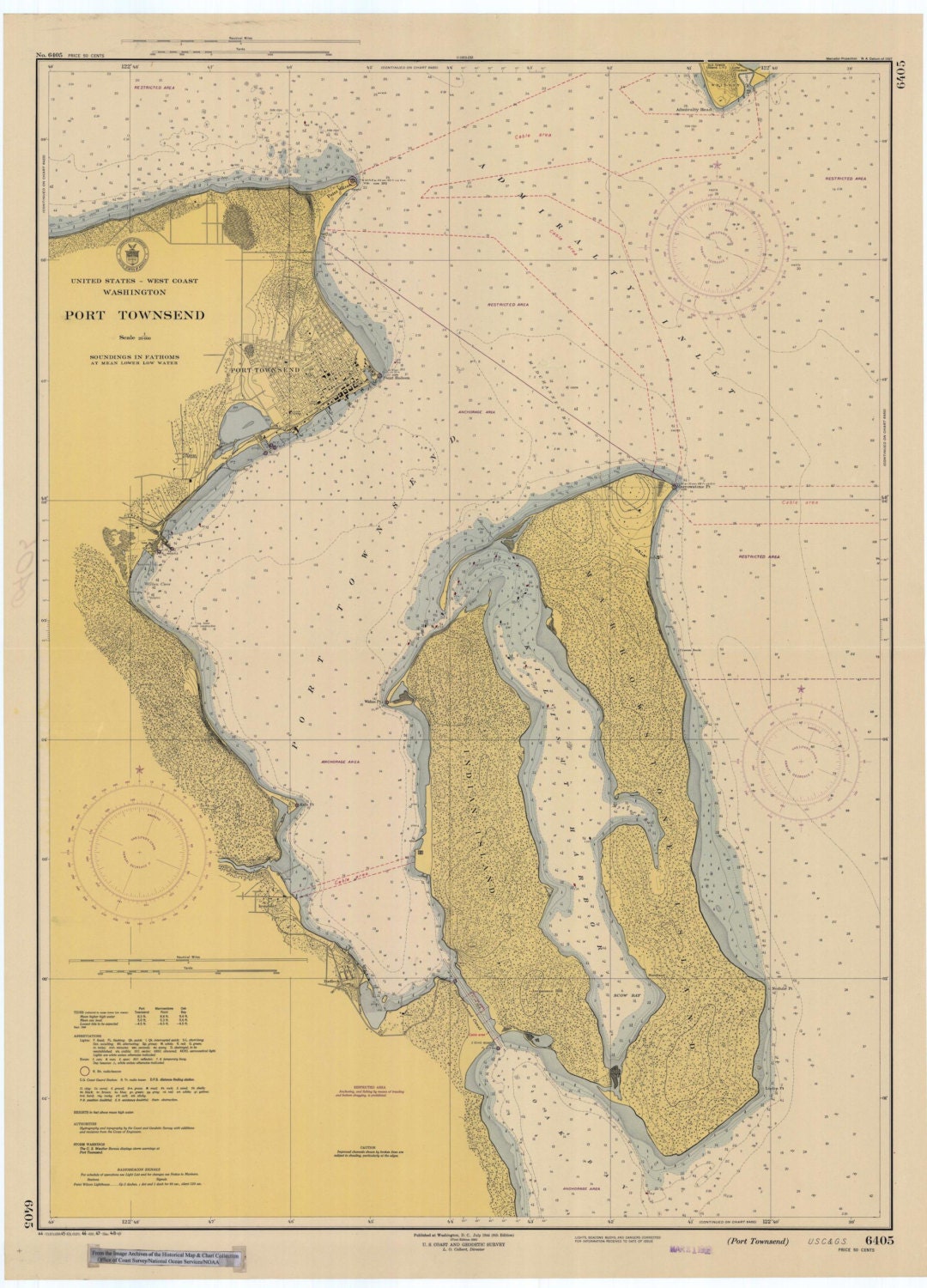 Port Townsend Map - Washington - 1948 - Nautical Chart Print - Etsy