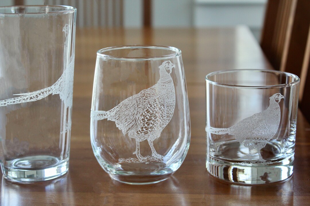 Pheasant Engraved Glasses - Etsy