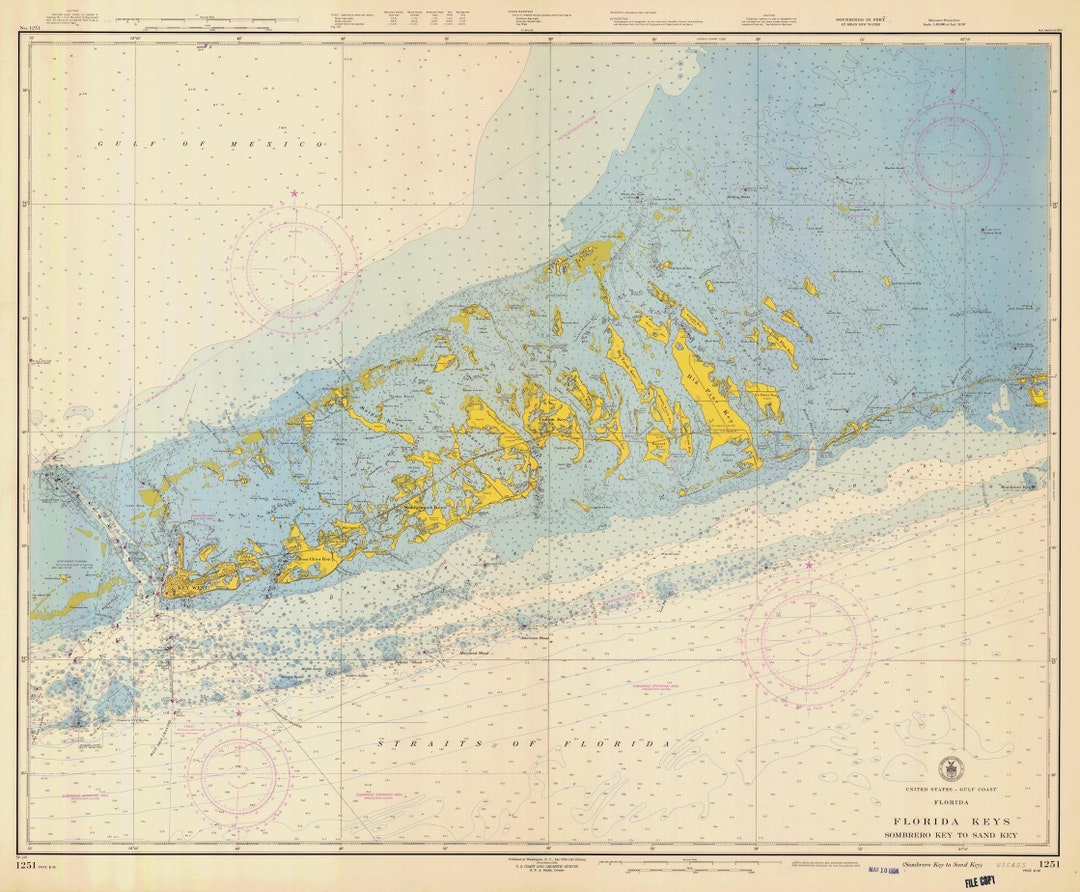 Sombrero Key to Sand Key - Florida Keys - Historical Map 1954 ...