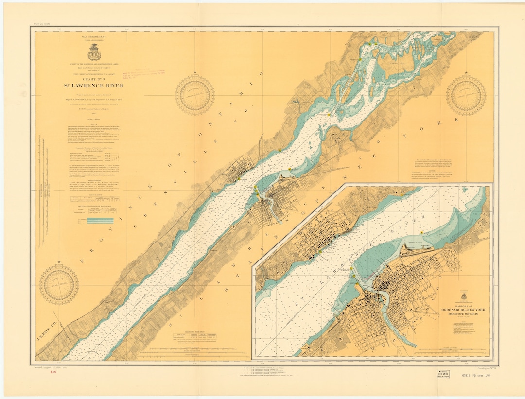 St. Lawrence River Map - Chart #3 1919 - Nautical Chart Print - Etsy