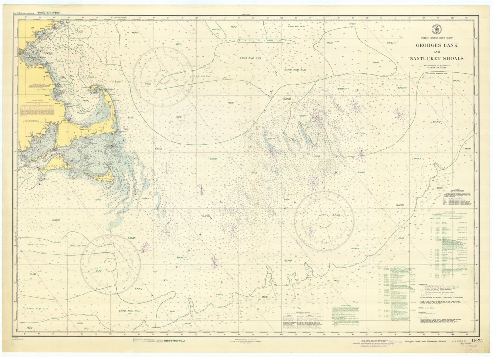George's Bank & Nantucket Sound Map 1943 Nautical Chart - Etsy