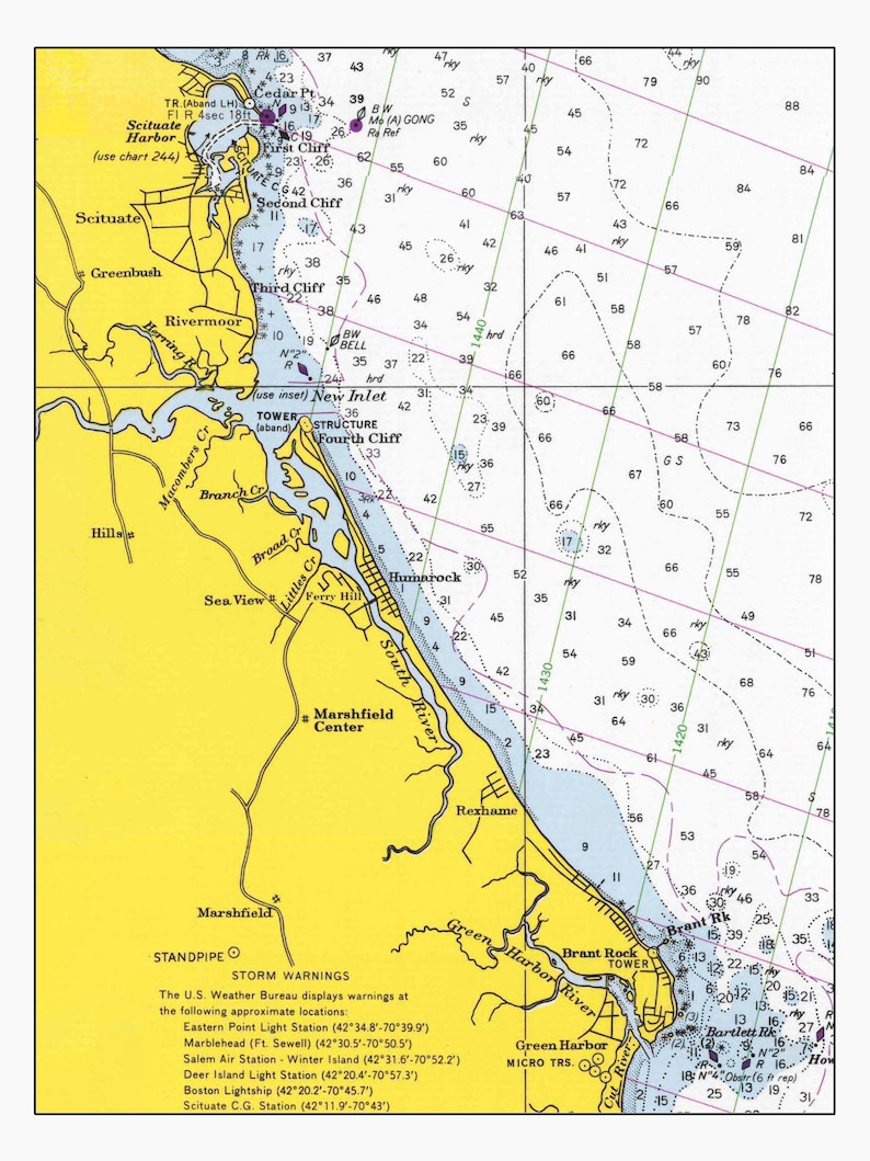 Scituate Harbor to Brant Rock Map 1970 Nautical Chart Print - Etsy