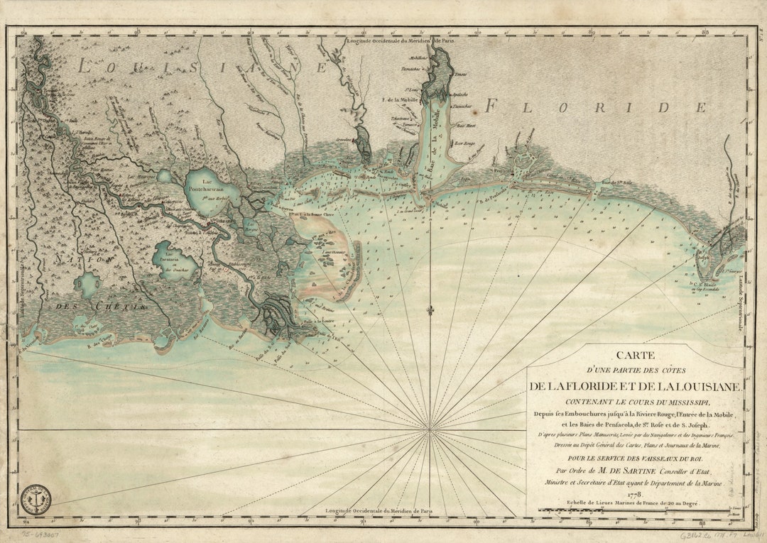 Florida & Louisiana Map (color) - 1778 - Nautical Chart Print - Etsy