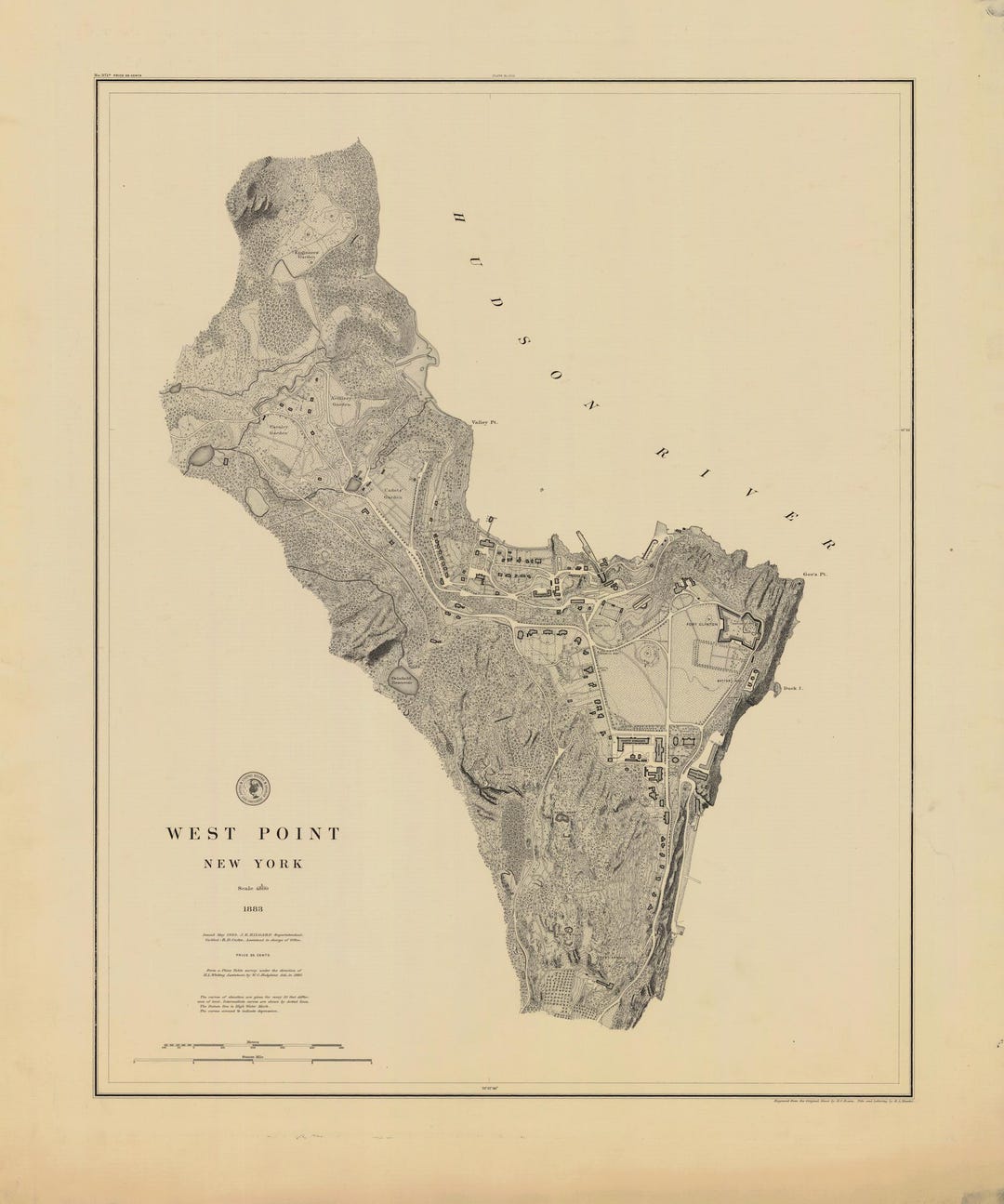 West Point Map - 1883 - Nautical Chart - Paper | Canvas | Metal - Etsy