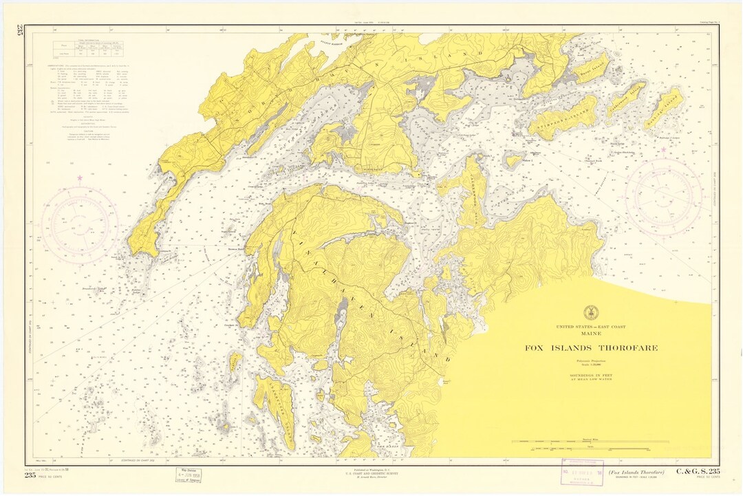 Fox Island Thorofare Map - 1958 - Nautical Chart Print - Etsy