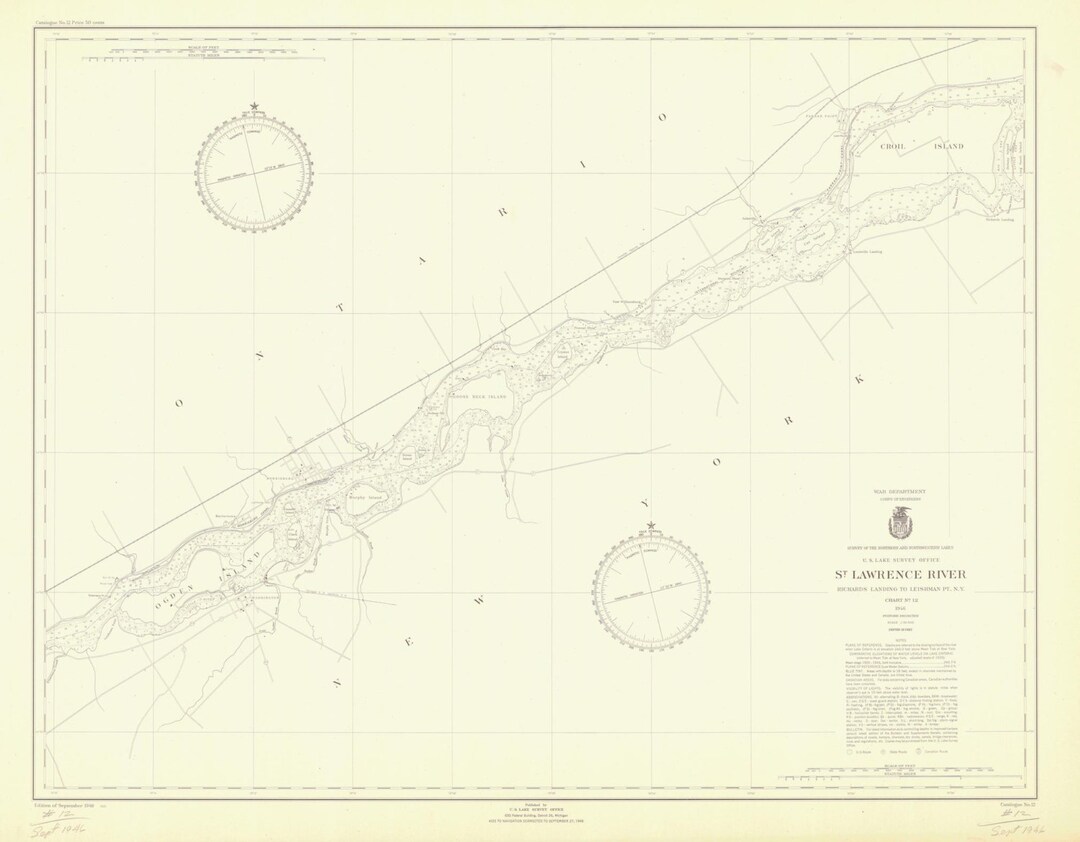 St. Lawrence River Map - Chart #12 1946 - Nautical Chart Print - Etsy