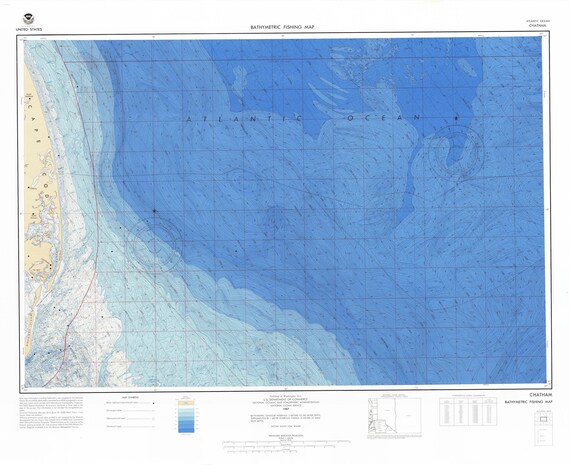 Chatham Cape Cod Bathymetric Fishing Map | Etsy