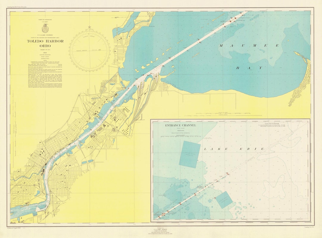 Toledo Harbor Map 1949 - Nautical Chart Print - Etsy