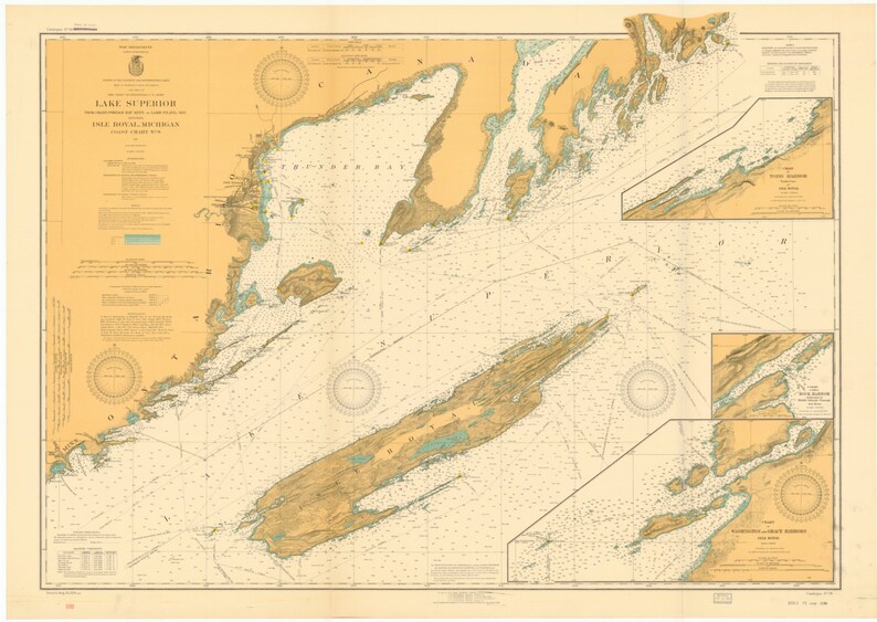 Lake Superior - Isle Royal - Historical Map 1926 - Nautical Chart Print ...