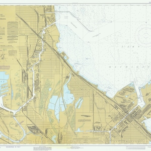 Lake Michigan Map Calumet and Indiana Harbors 1979 Nautical Chart Print ...
