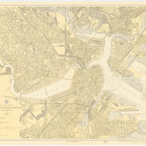 Boston Inner Harbor Map 1921 - Nautical Chart Print - Etsy