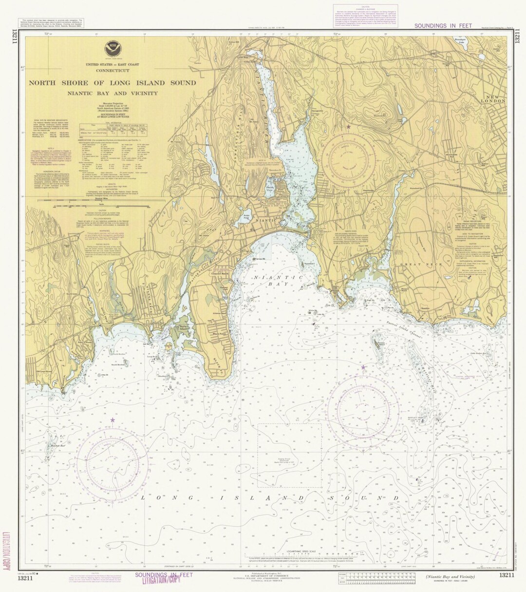 Long Island Sound Map - North Shore - 1990 - Nautical Chart Print - Etsy