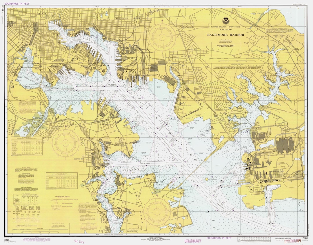 Baltimore Harbor Map 1977 - Nautical Chart Print - Etsy