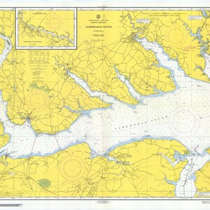 Albemarle Sound Map 1957 - Nautical Chart Print - Etsy