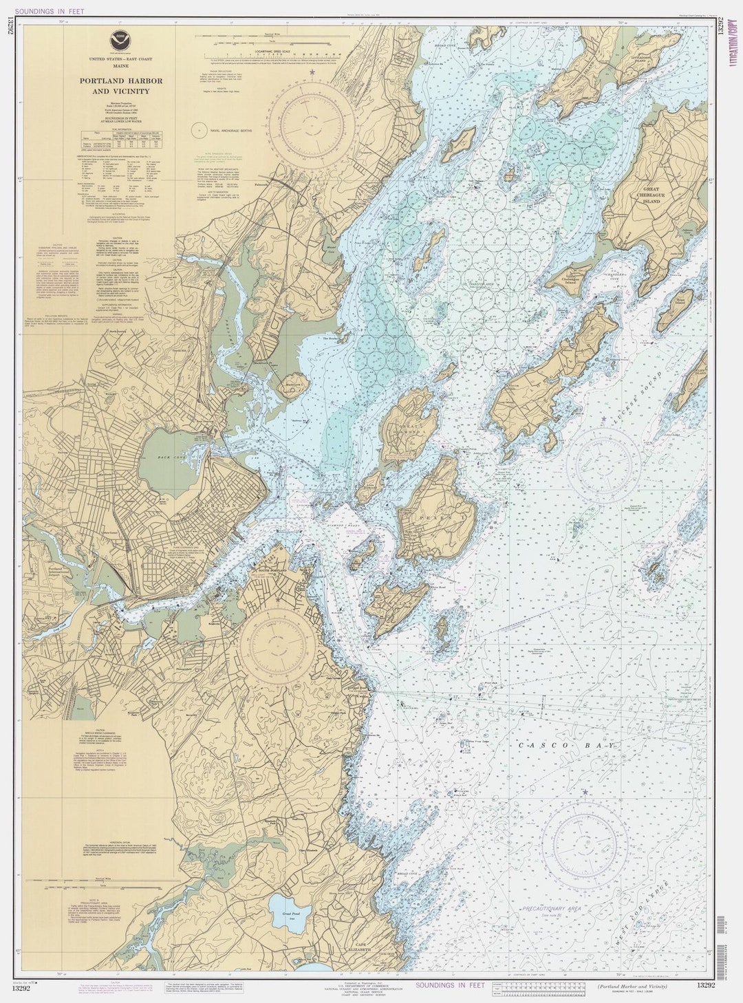 Portland Harbor Map - 1993 - Nautical Chart Print - Etsy