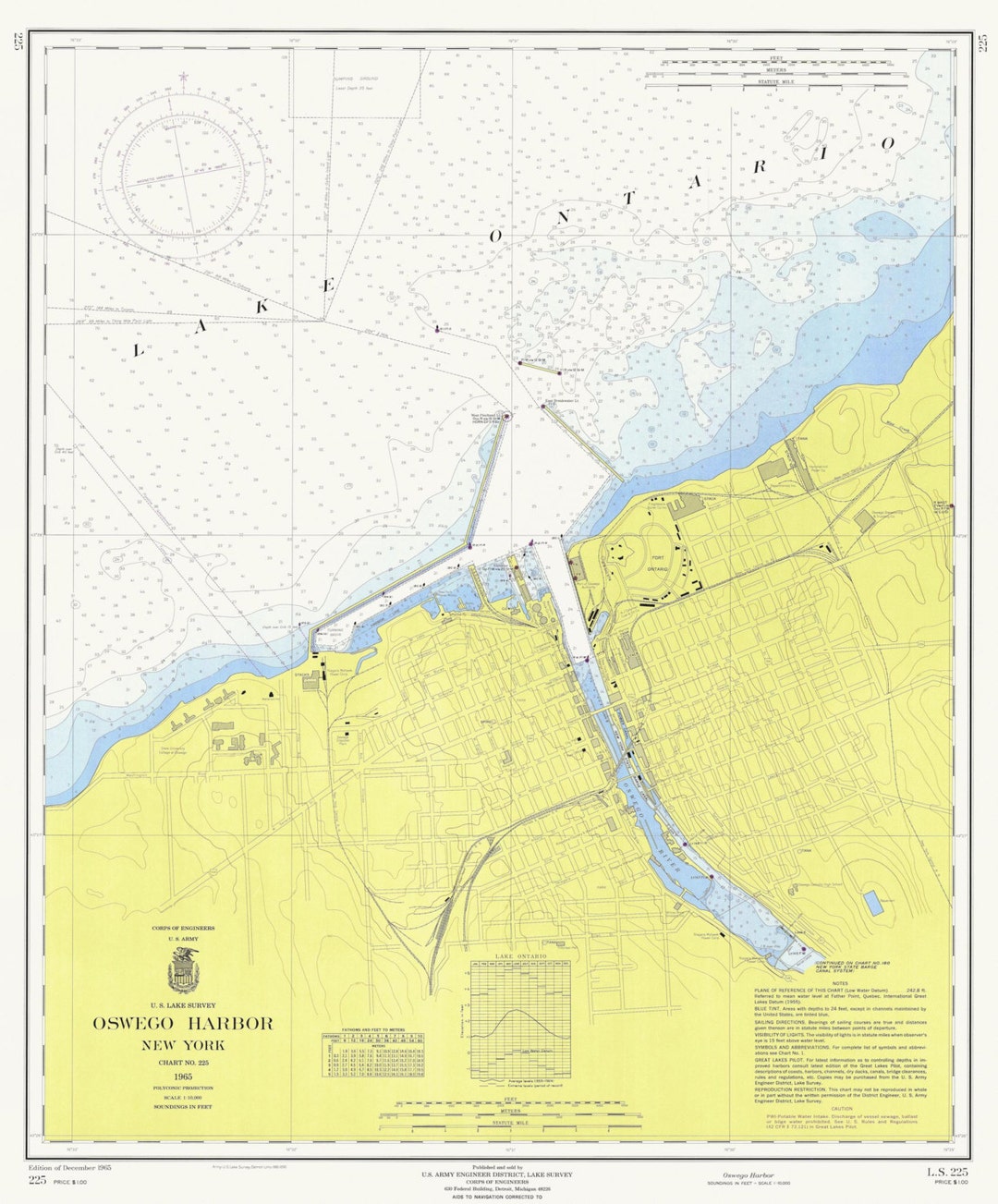 Oswego Harbor Map - 1965 - Nautical Chart Print - Etsy