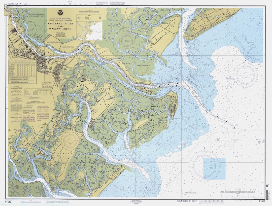 Savannah River & Wassaw Sound Map 1997 - Nautical Chart Print - Etsy