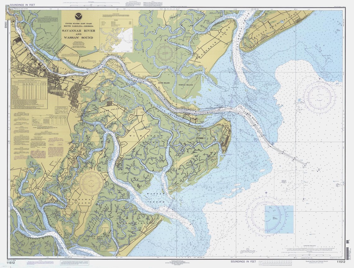 Savannah River & Wassaw Sound Map 1997 Nautical Chart Print - Etsy