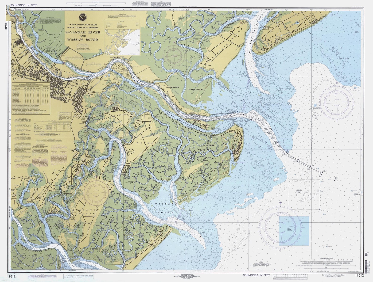 Savannah River & Wassaw Sound Map 1997 Nautical Chart Print | Etsy