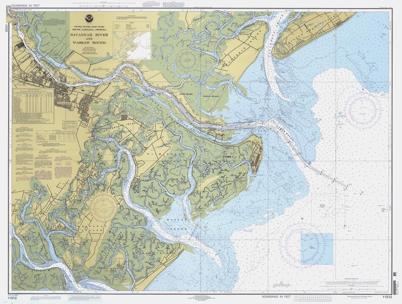 Savannah River & Wassaw Sound Map 1997 Nautical Chart Print | Etsy