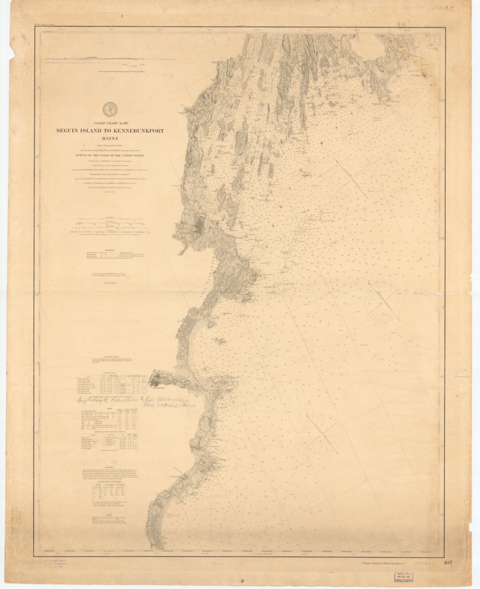 Seguin Island to Kennebunkport Map 1891 - Nautical Chart Print - Etsy