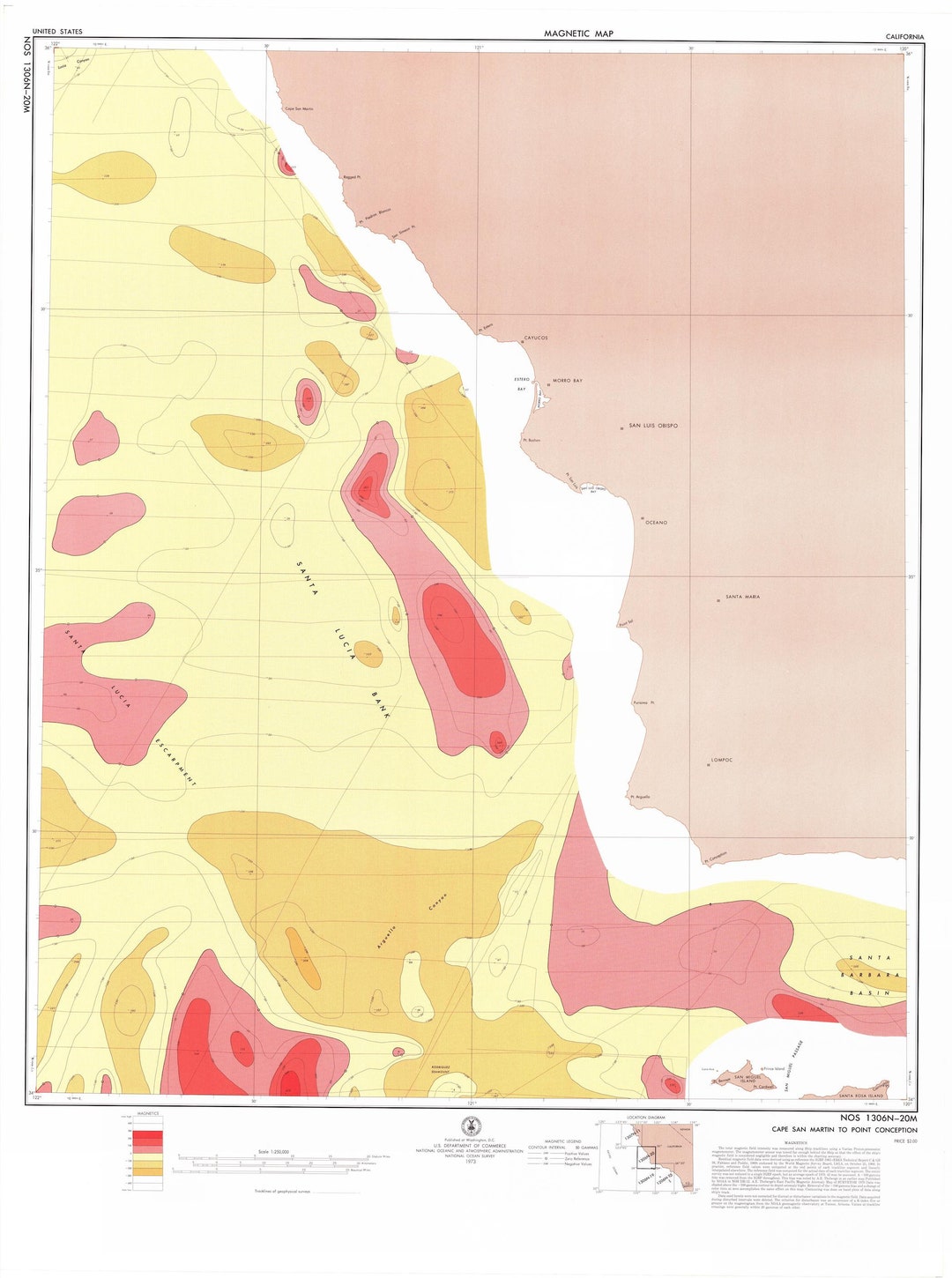 Cape San Martin to Point Conception Map - Nautical Chart Print - Etsy