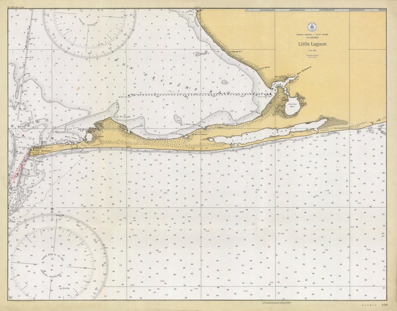 Little Lagoon Map Alabama Gulf Coast 1933 Nautical Chart - Etsy