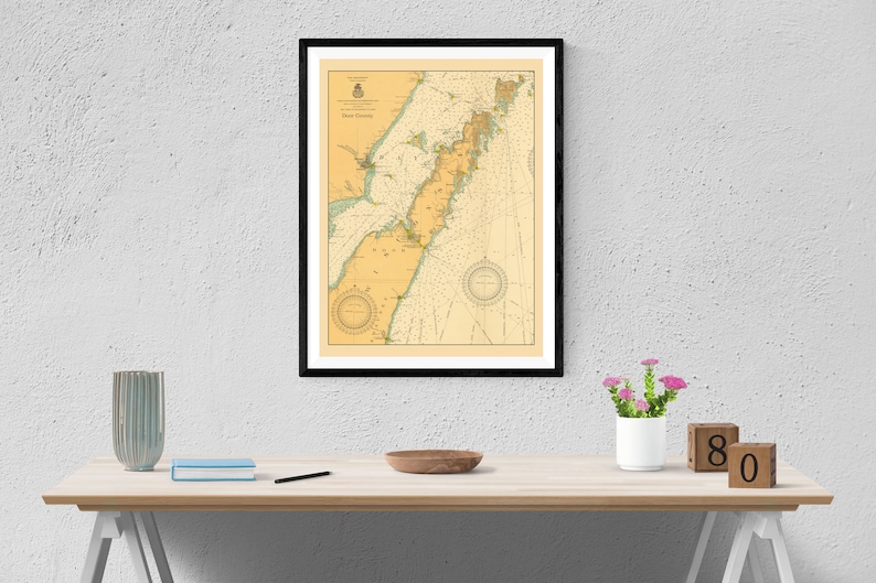 Door County Map 1917 - Nautical Chart Print - Etsy
