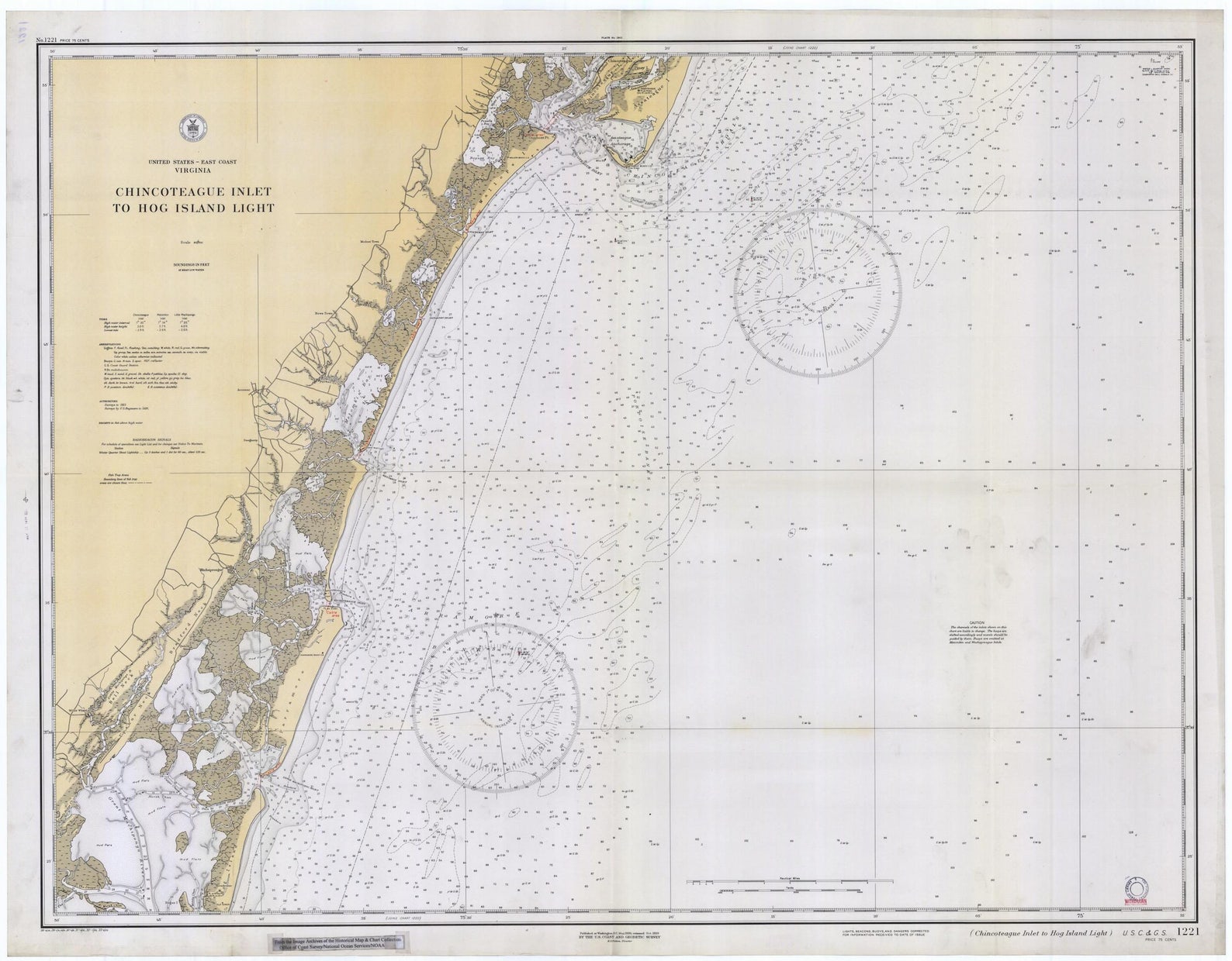 Chincoteague Inlet to Hog Island Map 1933 - Nautical Chart Print - Etsy