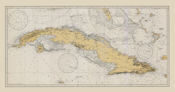 Cuba Nautical Map 1933 Nautical Chart Print - Etsy