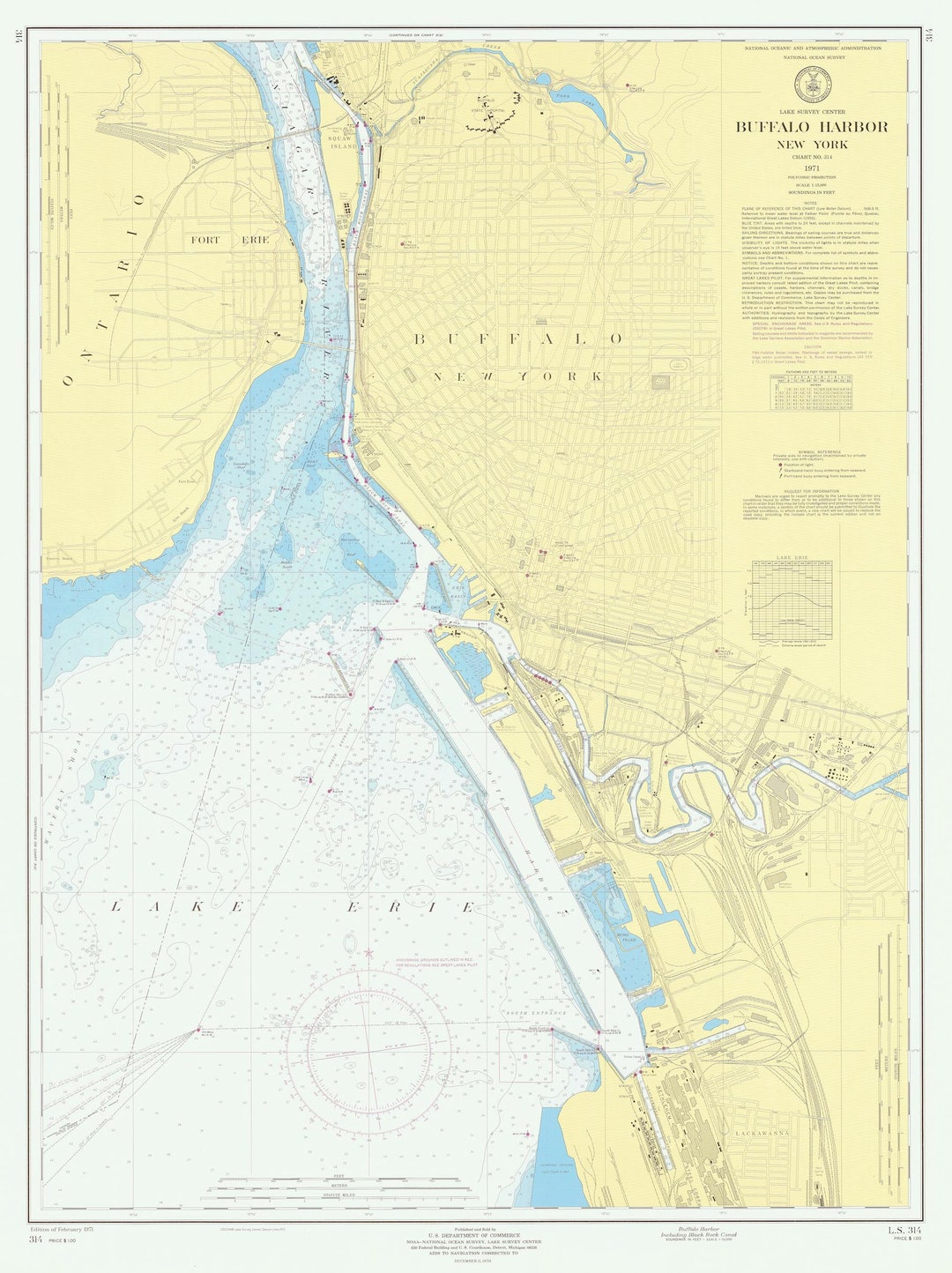 Buffalo Harbor Map 1971 - Nautical Chart Print - Etsy