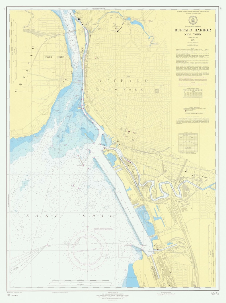 Buffalo Harbor Map 1971 - Nautical Chart Print - Etsy