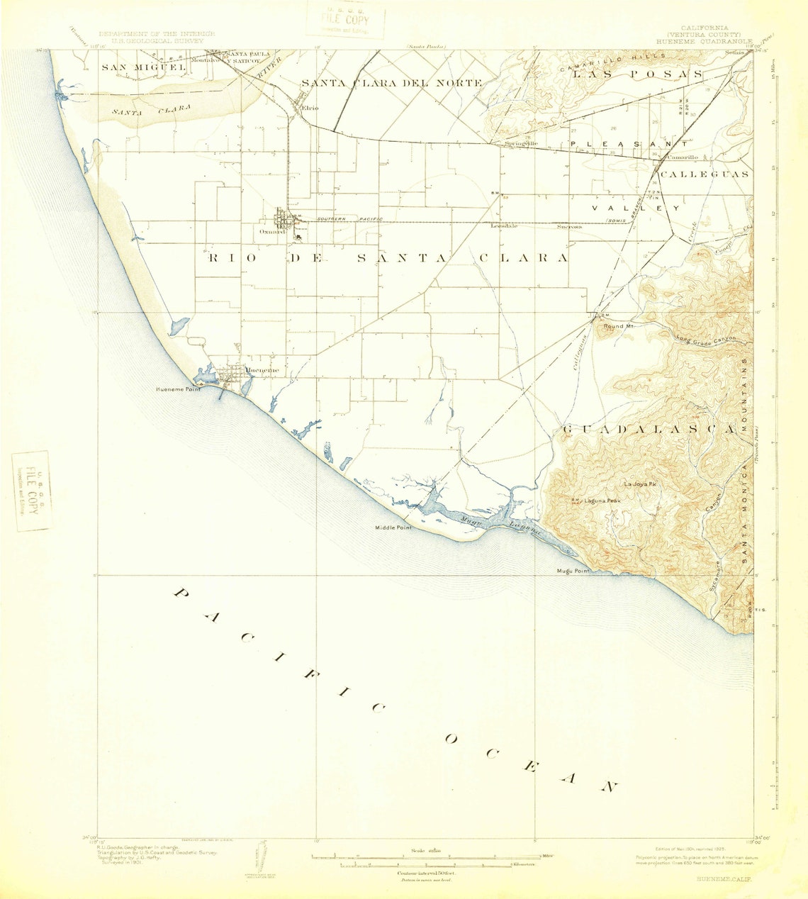 Hueneme California Topographic Map 1904 - Nautical Chart Print - Etsy