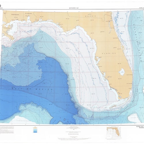 Destin Dome Bathymetric Map Nautical Chart Print - Etsy