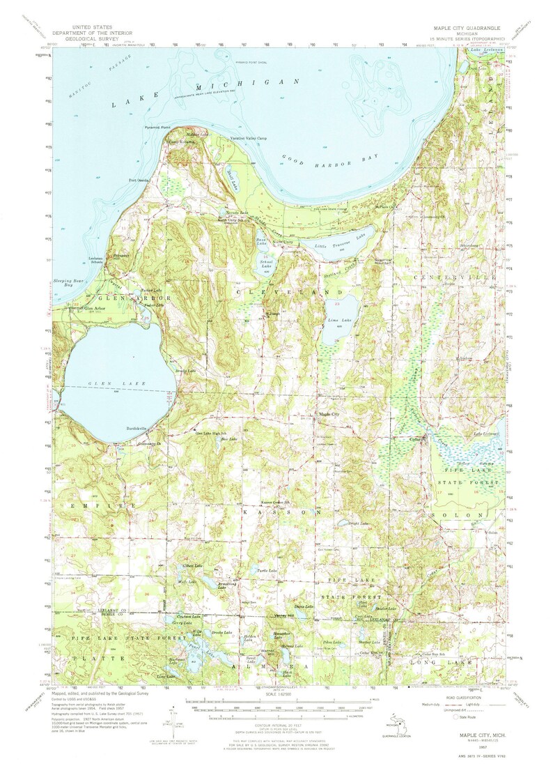 Maple City Topographic Map 1957 - Nautical Chart Print - Etsy