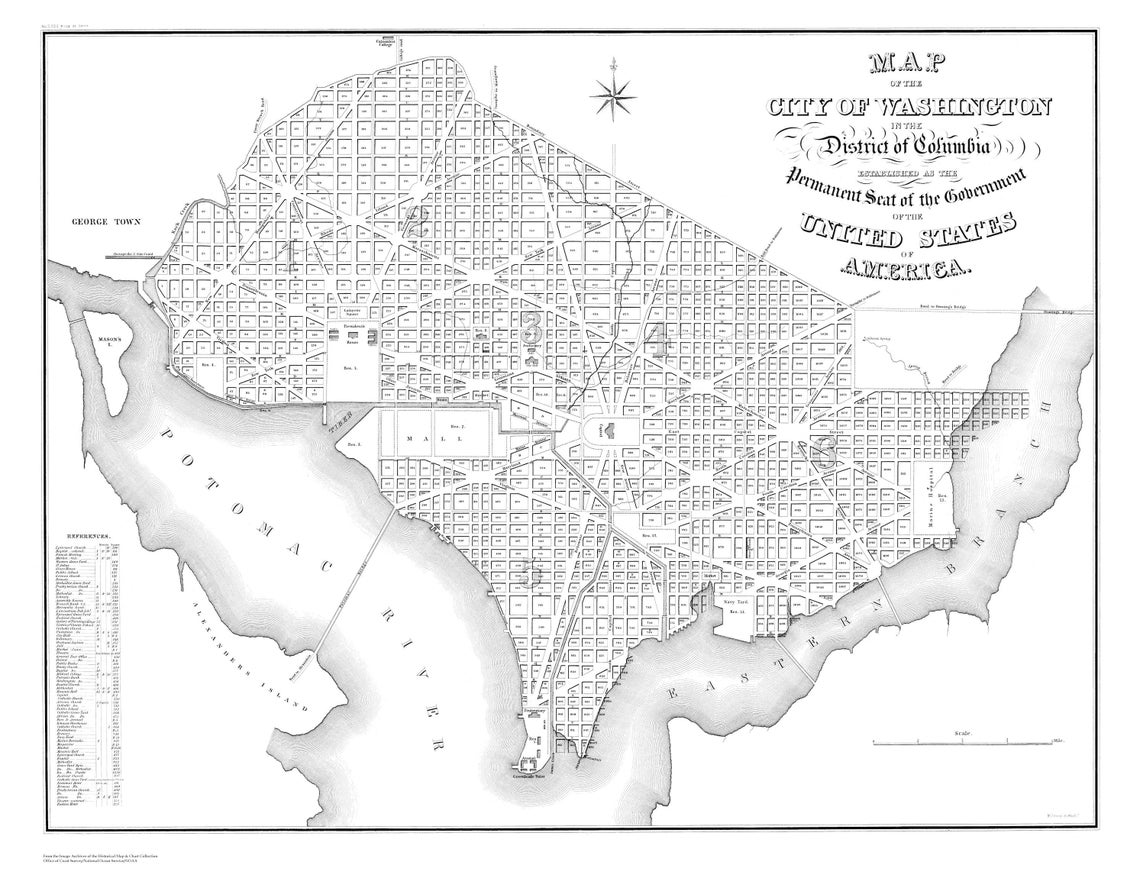 Washington DC Map - Nautical Chart Print - Etsy