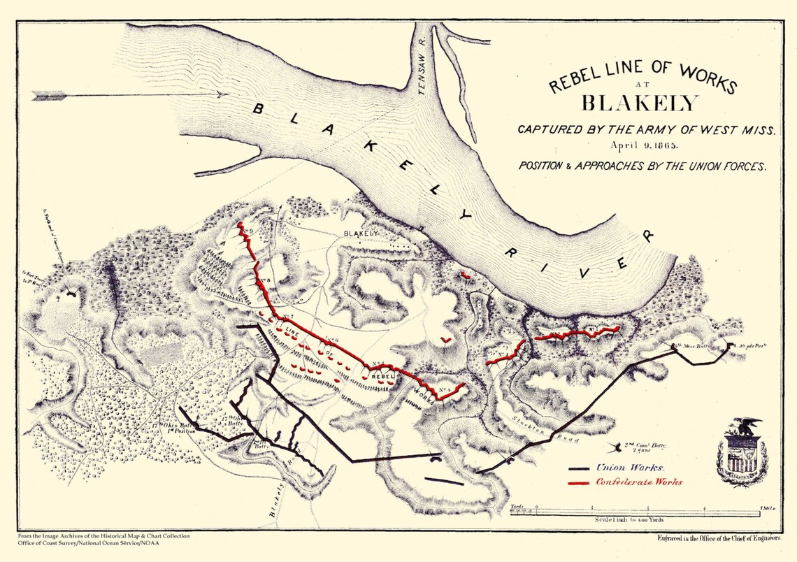 Blakely River Civil War Map 1865 | Etsy