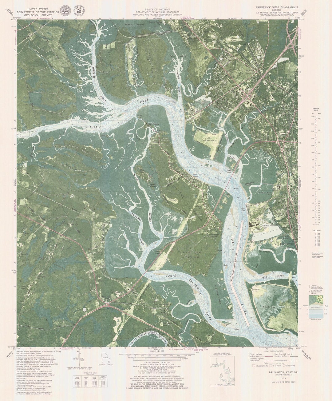 Brunswick West Map - 1979 - Nautical Chart Print - Etsy
