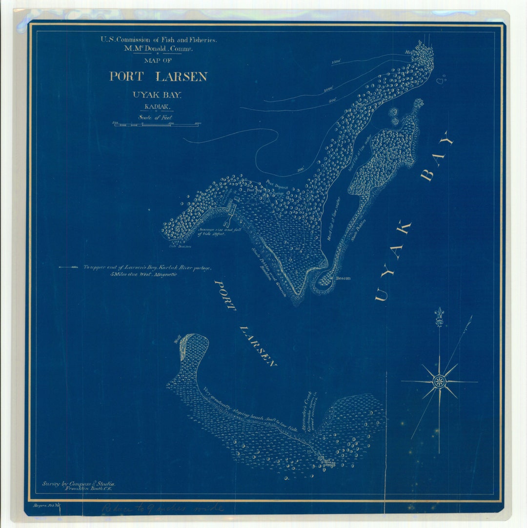 Port Larsen Map - Uyak Bay - 1890 - Nautical Chart Print - Etsy