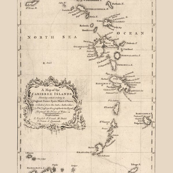 Caribbean Islands Map Print - Etsy