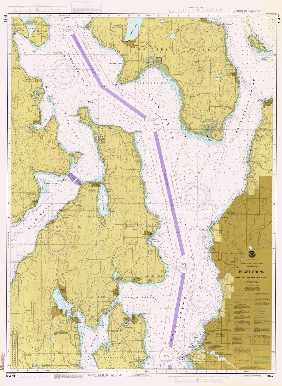 Puget Sound - Oak Bay to Shilshole Bay 1983 - Nautical Chart Print - Etsy