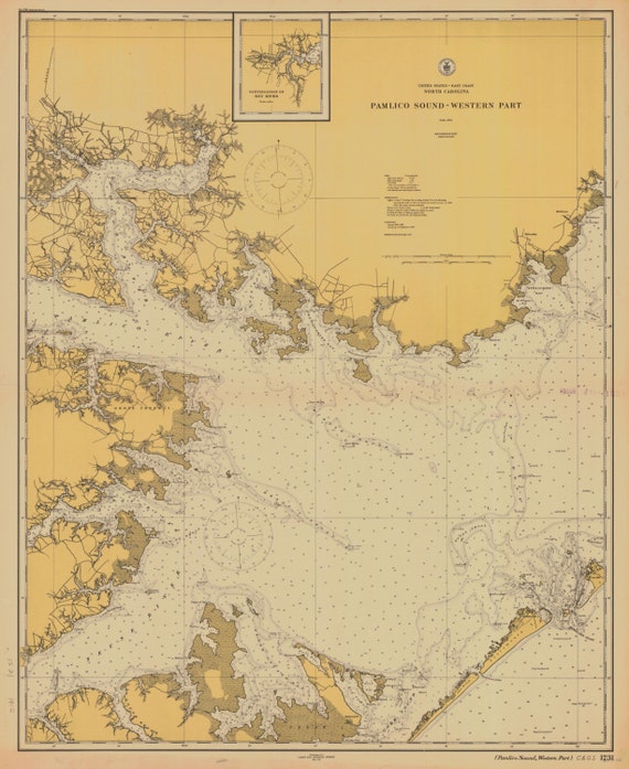 Pamlico Sound Map 1915 Nautical Chart Print - Etsy