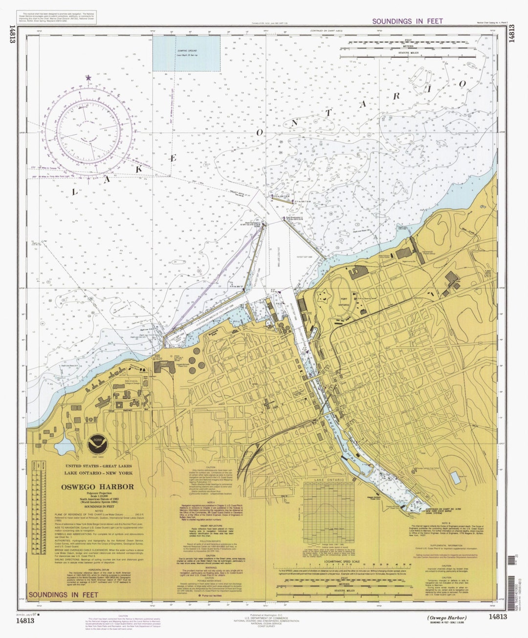 Oswego Harbor Map - 1997 - Nautical Chart Print - Etsy