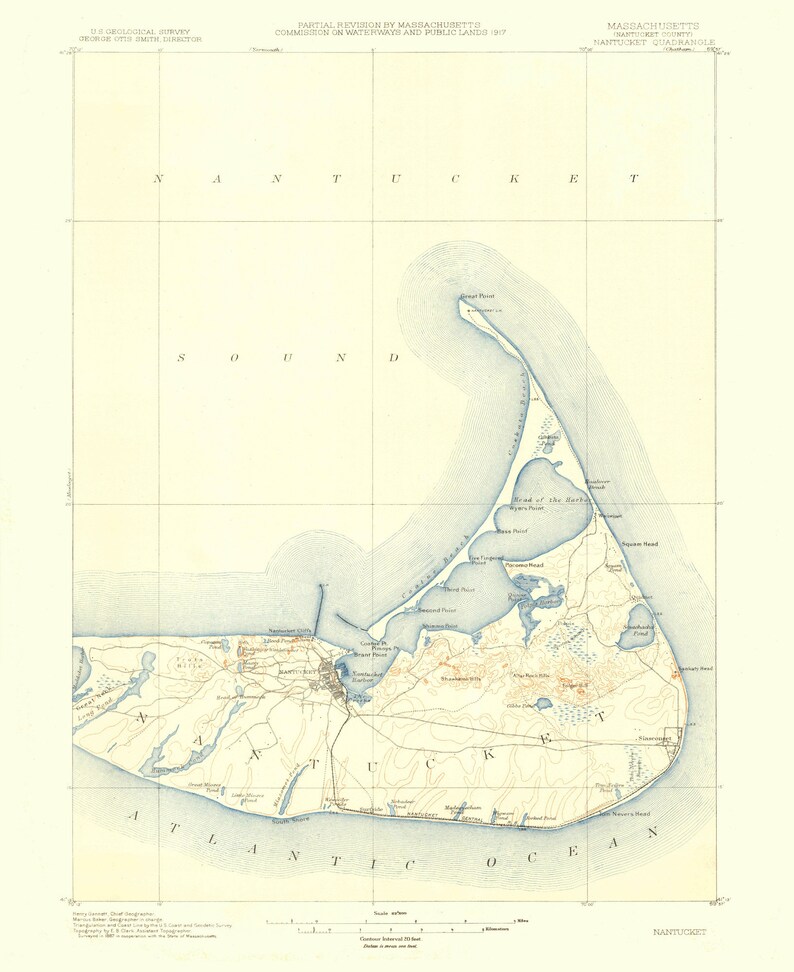 Nantucket Island Map 1887 - Nautical Chart Print - Etsy