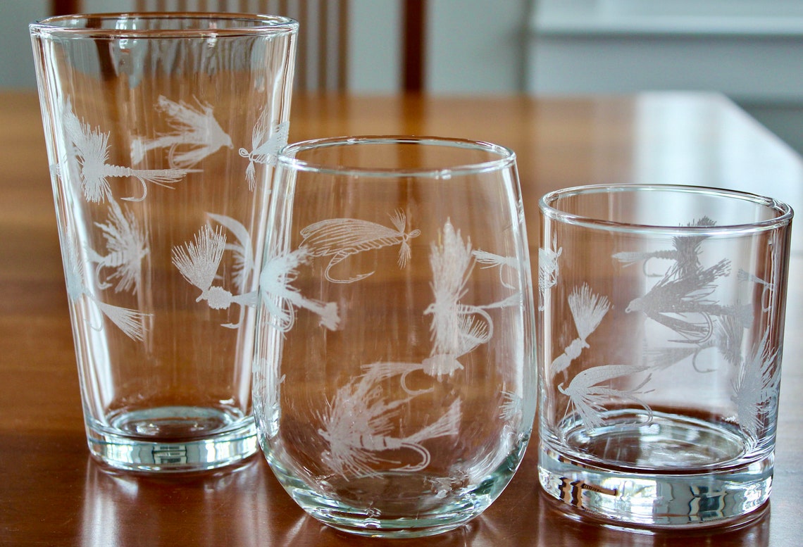 Fly Fishing Engraved Glasses Gift for Fisherman | Etsy