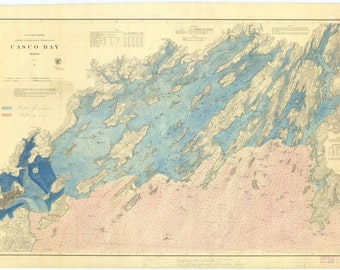 Casco Bay Maine Map 1971 Nautical Chart Print - Etsy