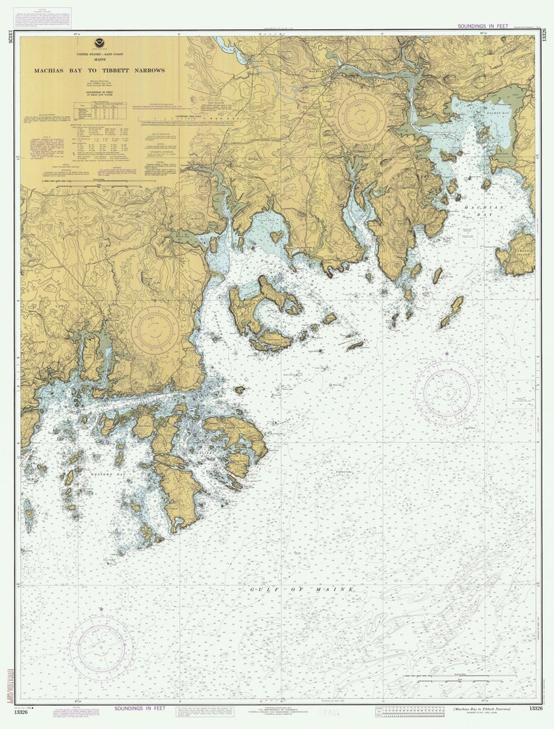 Machias Bay to Tibbett Narrows Map 1984 Nautical Chart Print - Etsy