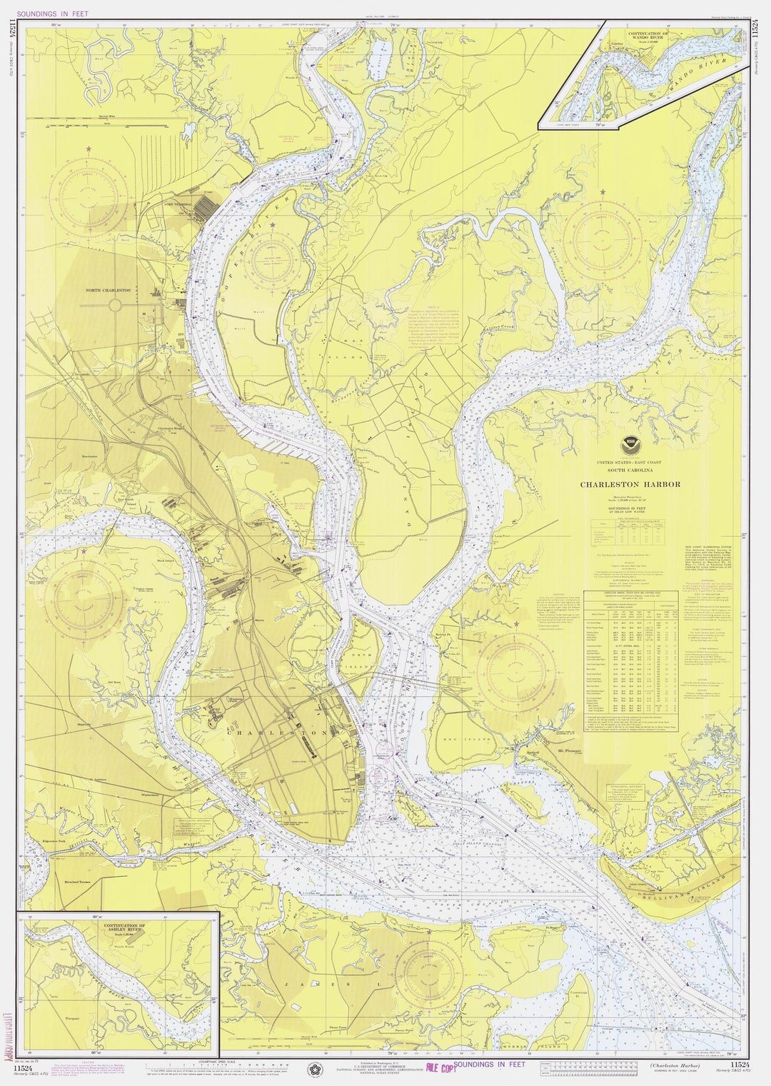Charleston Harbor Map, South Carolina 1975 - Nautical Chart Print - Etsy