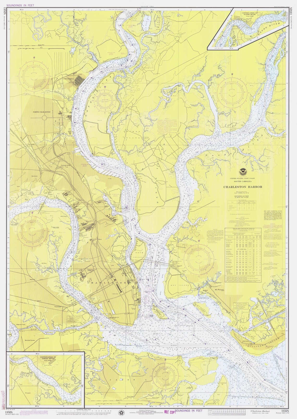 Charleston Harbor Map South Carolina 1975 Nautical Chart - Etsy